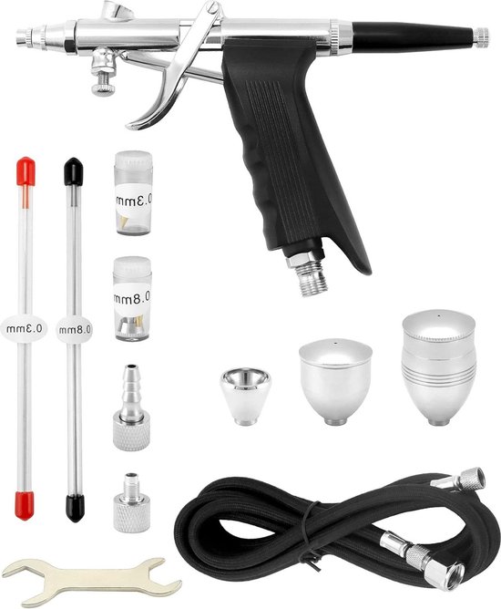 Airbrush Pistool Systeem - Nozzles 0.3mm 0.5mm 0.8mm - Verfbeker 2cc ...