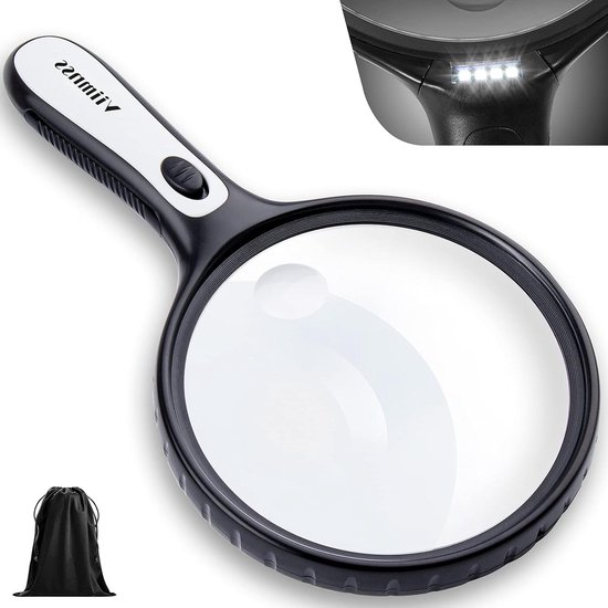 Grote vergrootglas met licht - handbediende verlichte vergrootglas met ...