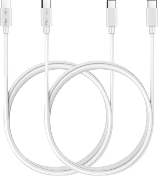 2x USB C naar USB C Kabel Wit - 1 meter - Oplaadkabel voor Samsung ...