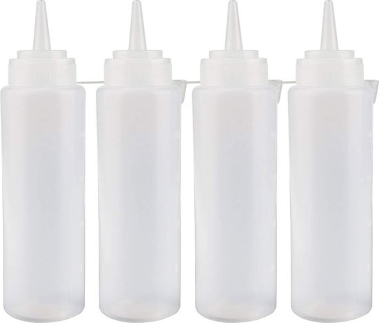 Fles van kunststof, 4 stuks, 240 ml, plastic knijpflessen met doppen ...