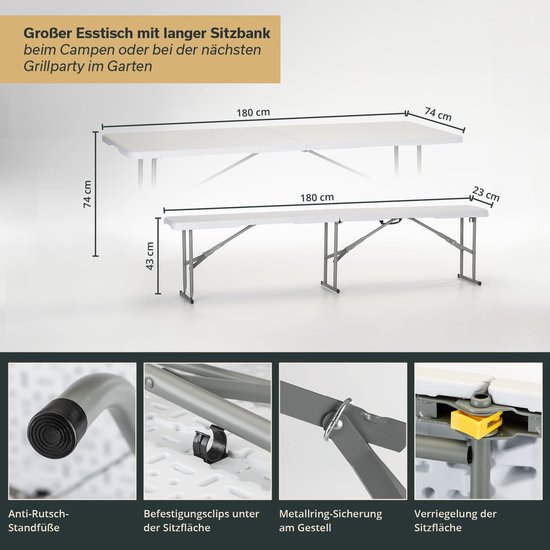 Skandika Masi Tafel/Bank Set - Tuintafel - 2 banken tot 300 kg (180 x ...