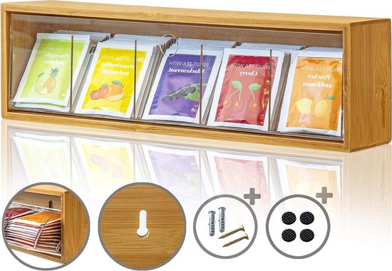 Theezakjes Opbergdoos Organiser - Theedoos met kantelbaar deksel ...