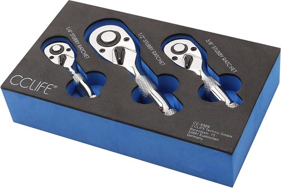 Mini Ratelsleutel 3-delige Omkeerbare Ratel Set 1/4" 3/8" 1/2 ...