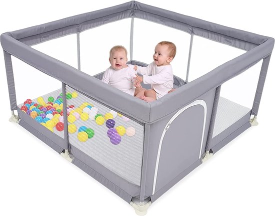 Kinder Omheining - Grijs - Baby veiligheid - 125 x 62 cm - Speelbox ...