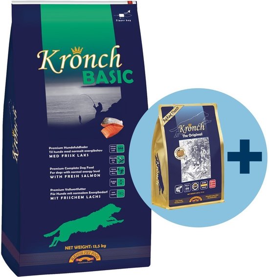 Kronch basic adult met gratis kronch 100% zalmsnacks hondenvoer (13,5 ...