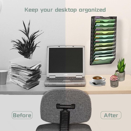 Vertical Wall File Organizer with 12 Tiers - Mesh Hanging File Holder ...