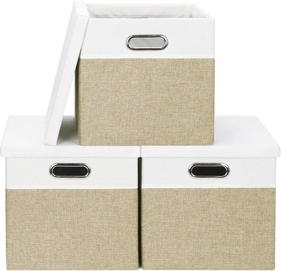 Opbergdozen met deksels - opvouwbare stoffen opbergmand - speelgoeddoos ...