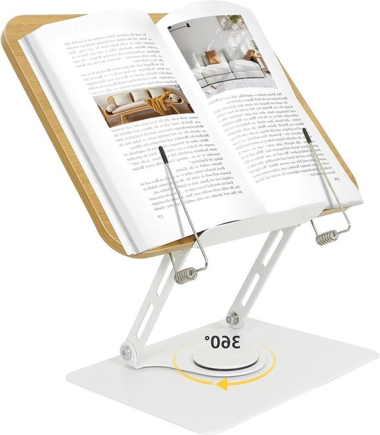 Houten boekstandaard 360 graden draaibaar - hoogte verstelbare ...
