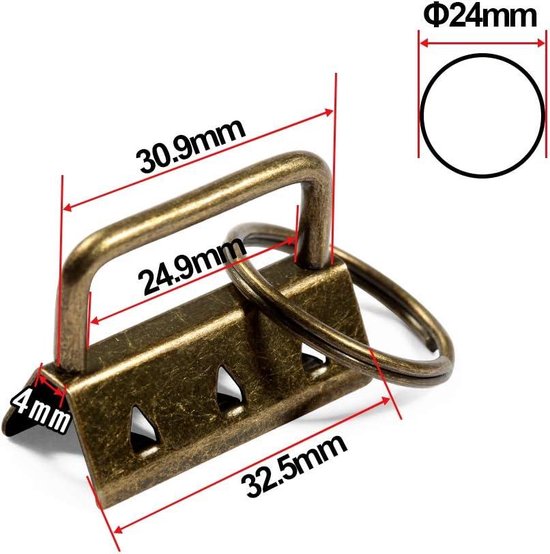 20 Sets 1.25 Inch Hardware Split Ringen Sleutelhanger Antieke Messing ...