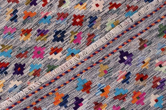 Kleurrijk Tapijt Laagpolig Handgeweven Wollen Vloerkleed - Koho Afghan ...