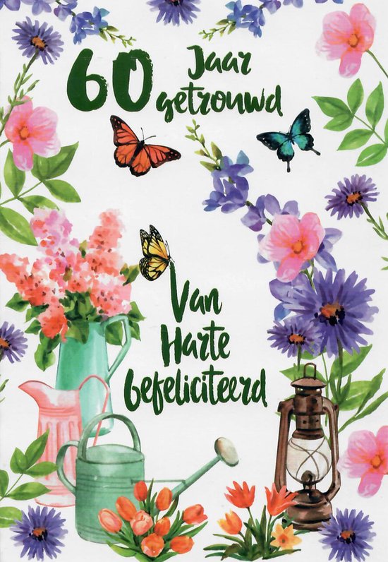 Wenskaart | 10 stuks | 60 jaar getrouwd van hartelijk gefeliciteerd | bol