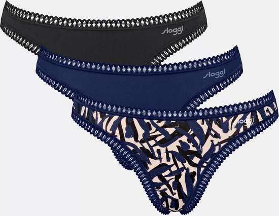 sloggi GO Crush String 3 pak Dames Onderbroek - Blauw ...