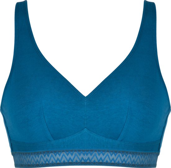 Naturana -Katoenen soft bh met kanten rand - 5331 - Mykonos Blue - 85C ...