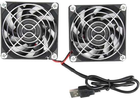 70mm 5V USB-koelbehuizing met dubbele ventilator - router warmteafvoer ...