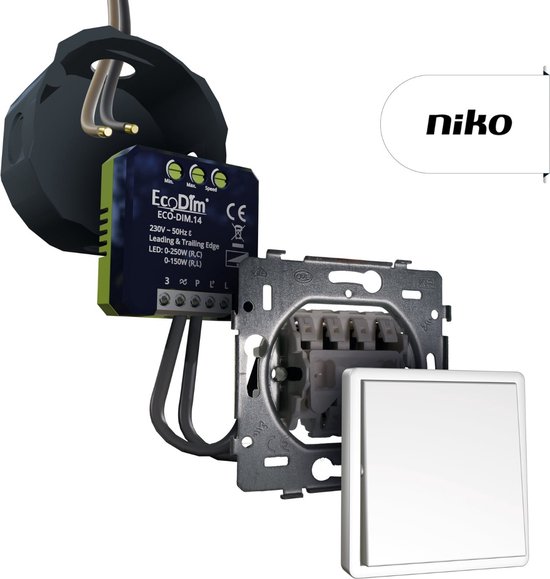 Niko led tastdimmer inbouw 0-250W, kleine inbouwdiepte, RLC, ECO-DIM.14 ...