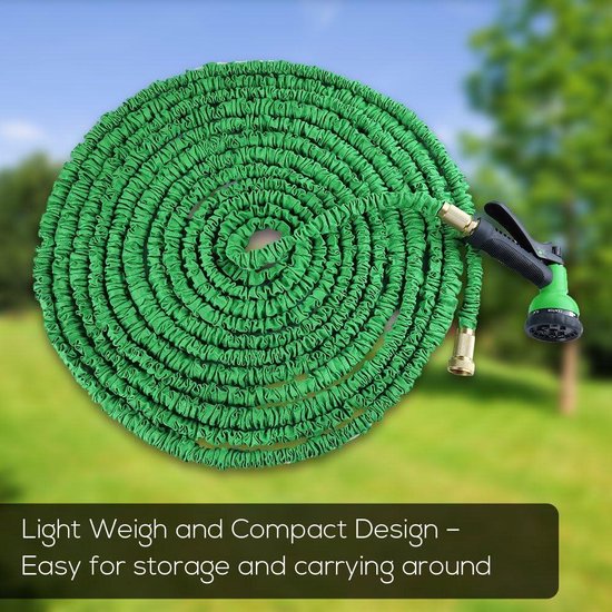 Tuin Waterslang Uitbreidbaar 50ft Groen - Met Messing Connectors en ...