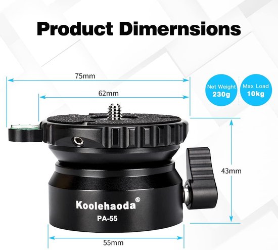 Koolehaoda PA-55 Statief nivellering Base Camera Leveller Helling 15 ...