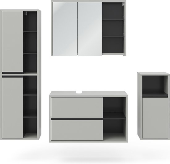 Vicco Viola Badkamermeubelset – 4 delen Grijs 4 delen | bol
