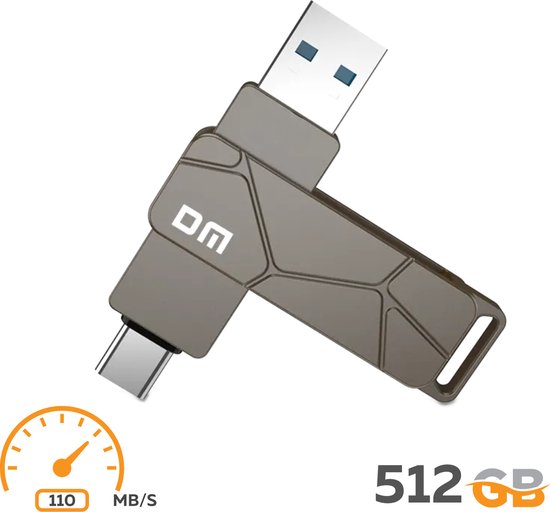 Usb stick 512 gb - Dual port - USB 3.2 stick - USB C - 360 Draaibaar ...