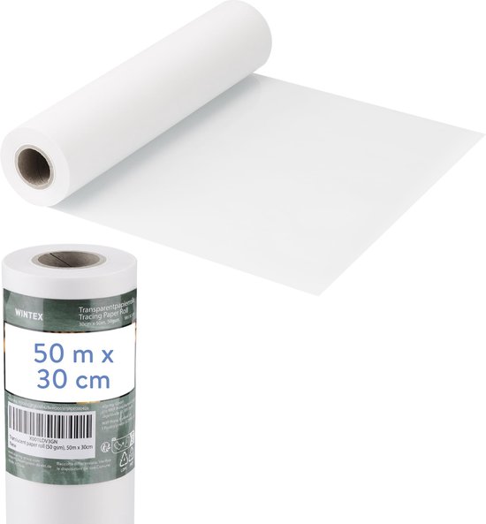 WINTEX transparant tekenpapier rol van 30 cm x 50 m - Overtrekpapier ...