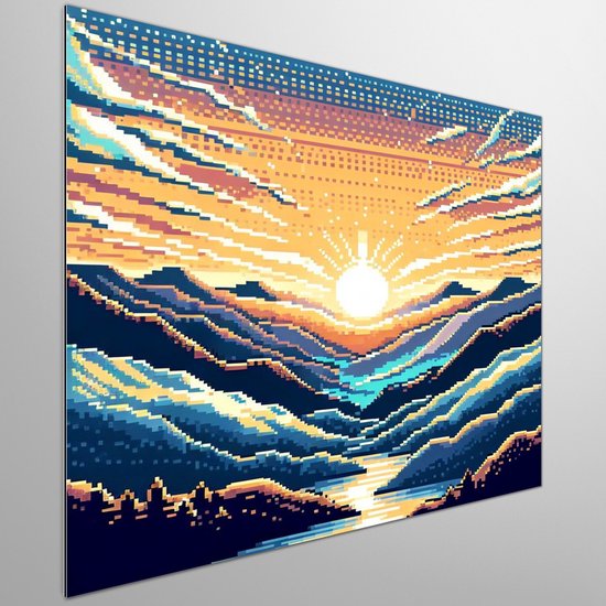 Pixel art relief schilderij | Digitale dimensies: reliëf van pixels als ...