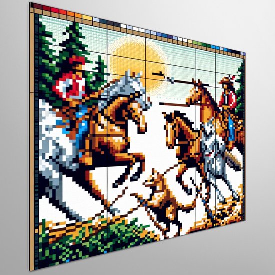 Pixel art relief schilderij | Pixelated paradigma: een reliëf van ...