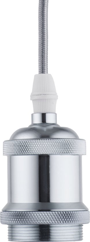 Pendel Chroom E27 Fitting - Vintage - 1.5m Snoer - Met Plafondkap | bol