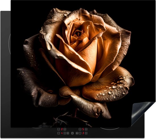 KitchenYeah® Inductie beschermer 59x52 cm - Roos - Goud - Bloemen ...