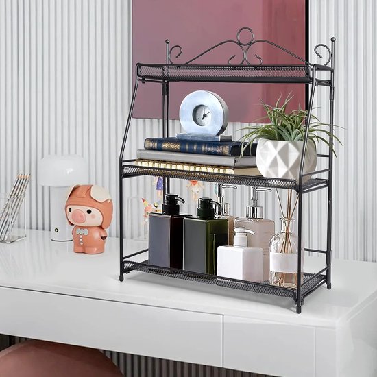 Kruidenrek, staand keukenrek met 3 niveaus, van metaal, inklapbaar en ...