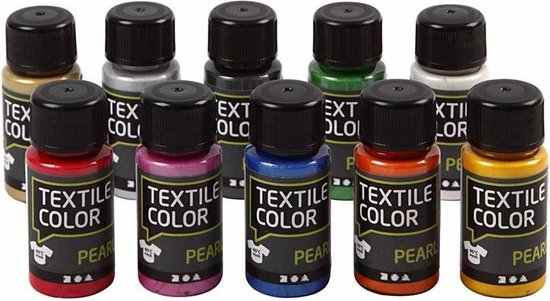 Metallic textielverf set 10 kleuren - Parelmoer stoffen verf gekleurd ...