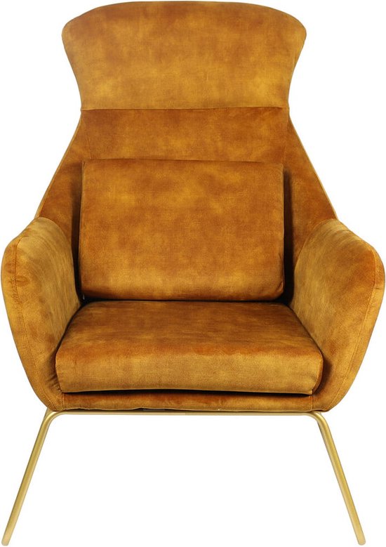 Fauteuil Adriana Goud - Fluweel - Zithoogte 40 cm - Zitdiepte 53 cm | bol
