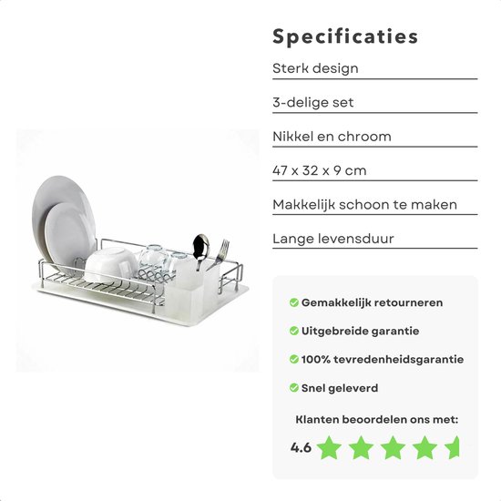 Afdruiprek met Lekbak - Inclusief Bestekbak - Afwas - Afdruip Rek ...