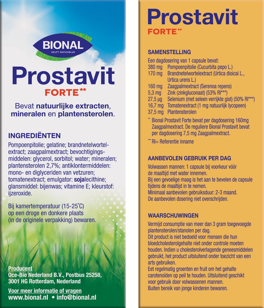 Bional Prostavit Forte - Supplement - Behoud normale prostaat en ...