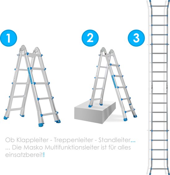 ASKO® telescopische ladder aluminium multifunctionele ladder 5,10m 4x5 ...
