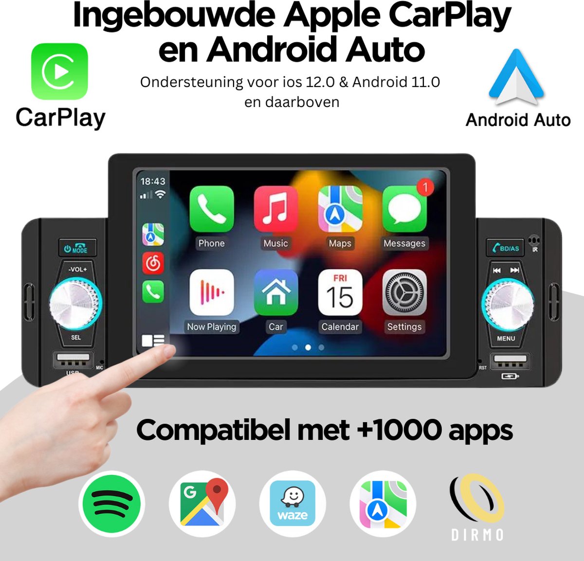 Dirmo - Q2 Navigatiesysteem - Autoradio - Apple CarPlay - Android Auto - Din 1 -... | bol.com