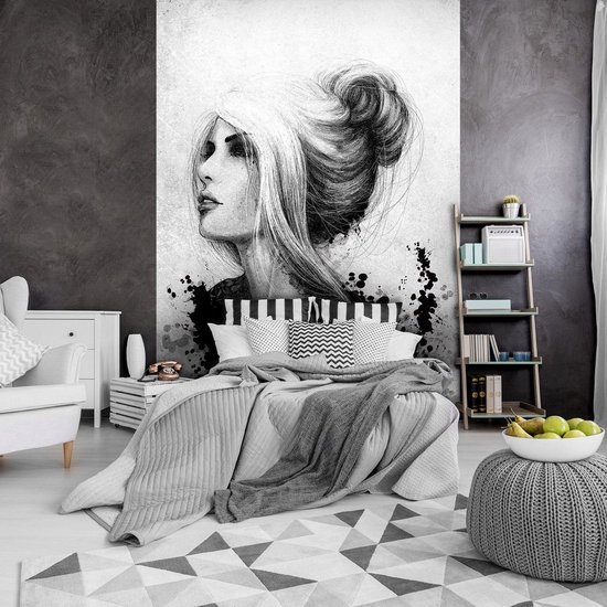 Fotobehang - Vlies Behang - Schilderij van een Vrouw - Portret - Schildering - Kunst -... | bol