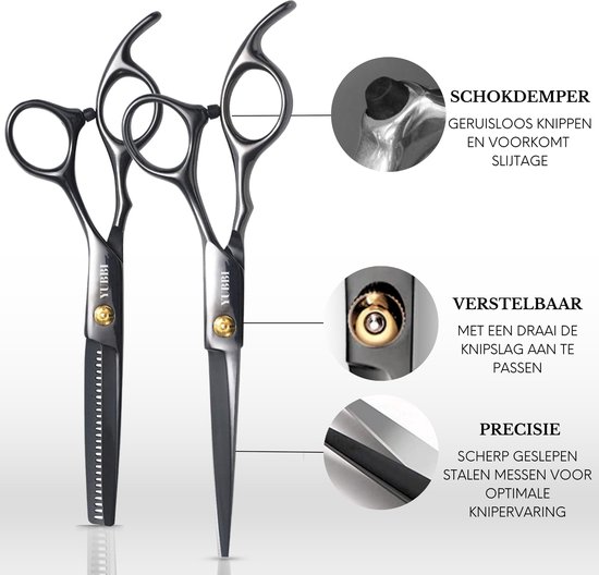 YUBBI Professionele Kappersschaar Set - 12 delig - Knipschaar ...
