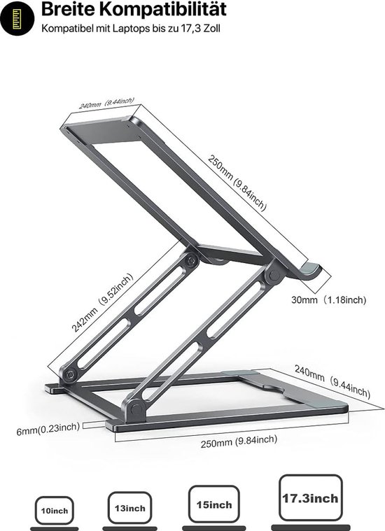 Laptopstandaard, draagbaar, laptopstandaard, aluminium, ergonomisch ...