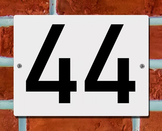 Huisnummerbord Wit - Nummer 44 - 15 x 12 cm - incl. bevestiging ...