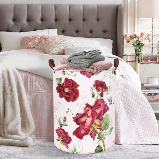 45L Elegante Rode Pioenroos Bloemen Meisjes Dames Wasmand Roze Ronde ...