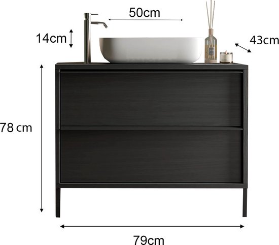 Staand wastafelmeubel Steel met waskom 79 cm | bol