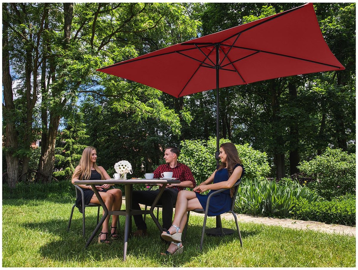 Uniprodo Parasol groot - bordeaux - rechthoekig - 200 x 300 cm | bol