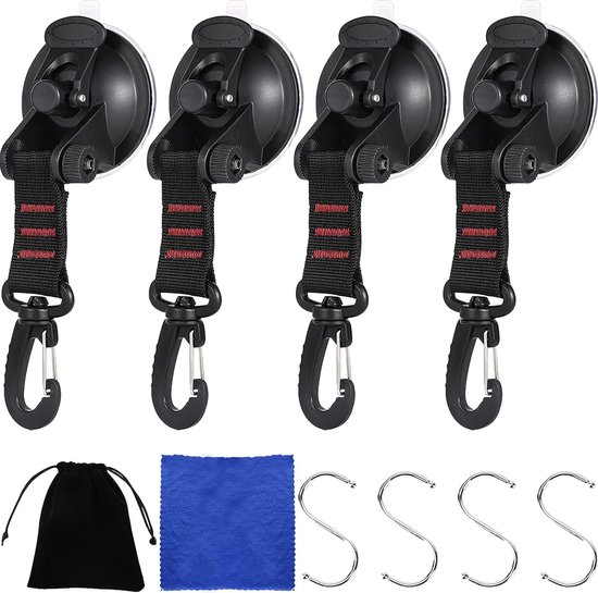 Zuignap, campingset, 4 stuks, zuignappen, haken, camping, met 4 S-haken ...