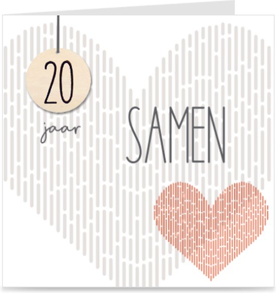 20 JAAR SAMEN | kaart / wenskaart met envelop | voor stel / relatie ...