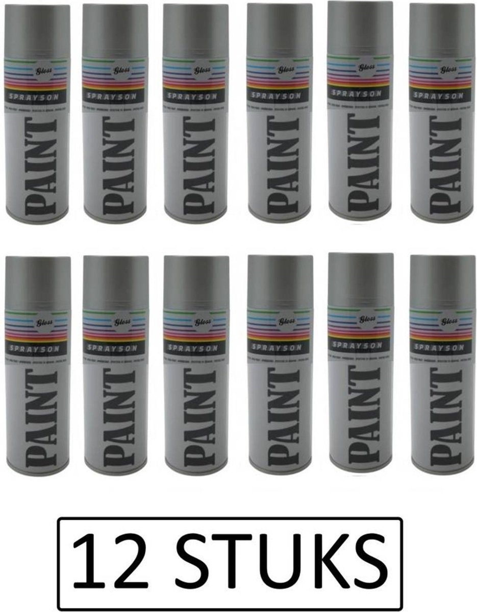 Sprayson Verf Spuitbus - Spuitlak - Zilver - 400 ml. - 12 stuks | bol.com