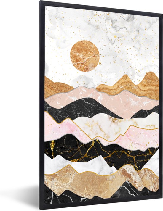 Fotolijst incl. Poster - Kamer decoratie aesthetic - Marmer look - Goud ...