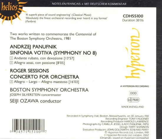 Boston Symphony Orchestra, Seiji Ozawa - Panufnik: Sinfonia Votiva ...