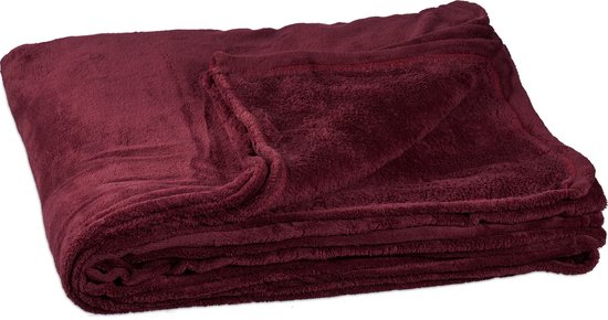 Fleece deken Bordeaux Rood - plaid - kleed - polyester - verschillende ...
