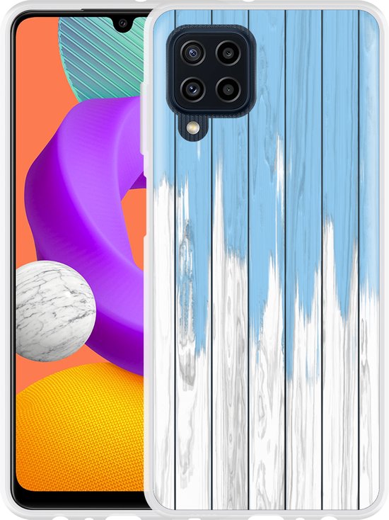 Samsung Galaxy M22 Hoesje Dripping blue paint - Designed by Cazy | bol.com