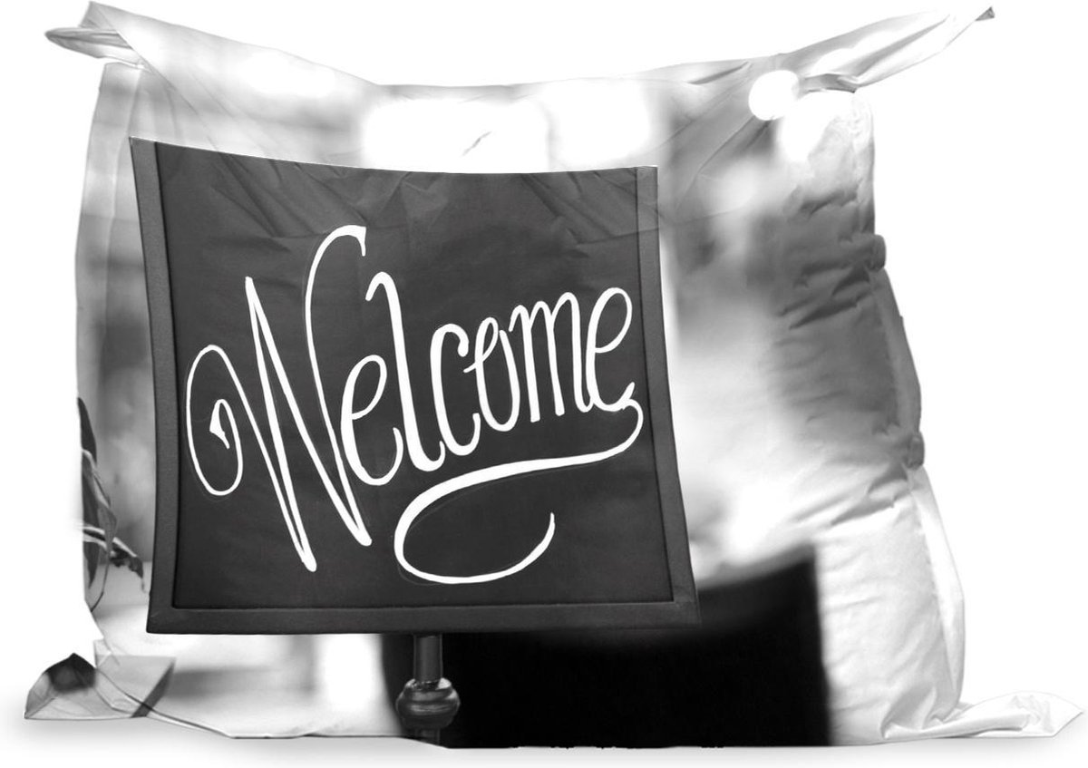 Pouf PillowMonkey - Un signe sur un tableau noir - noir et blanc ...